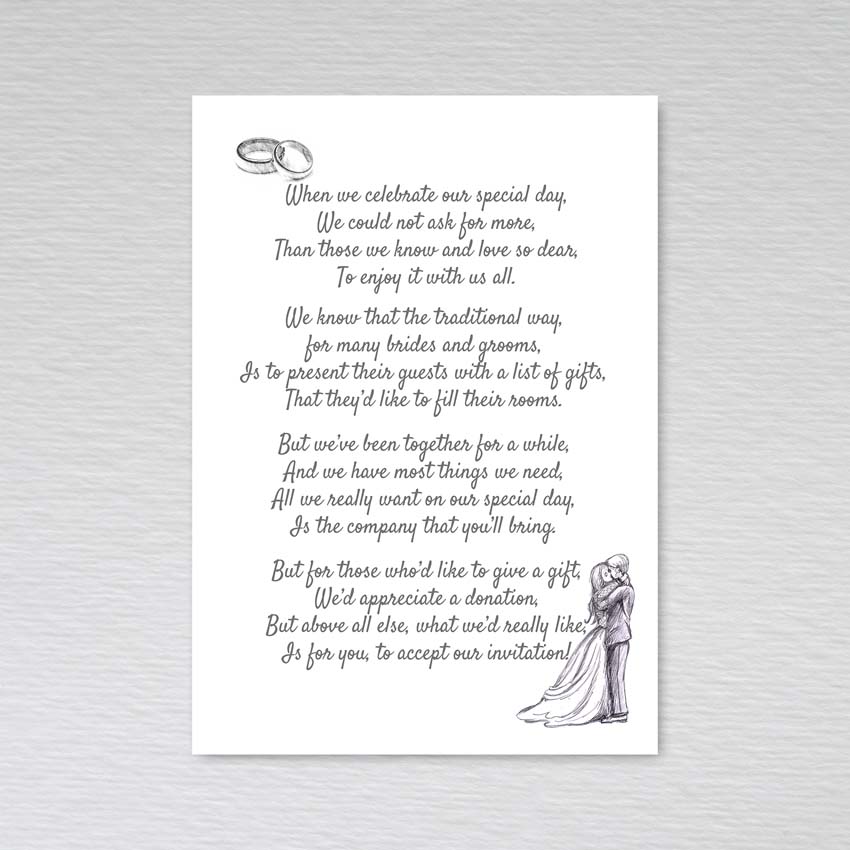 Wedding Money Poem - Classic Range A6 - Premium Prints by Webspectations