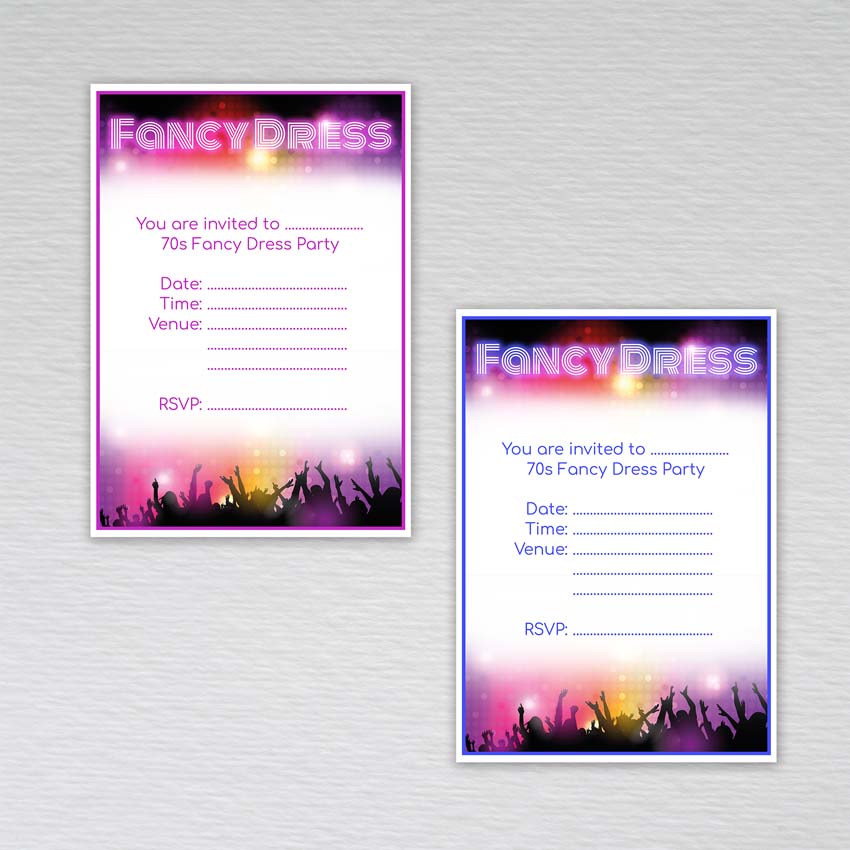 70s Fancy Dress Party Invitations - Neon Range A6 - Premium Prints by ...