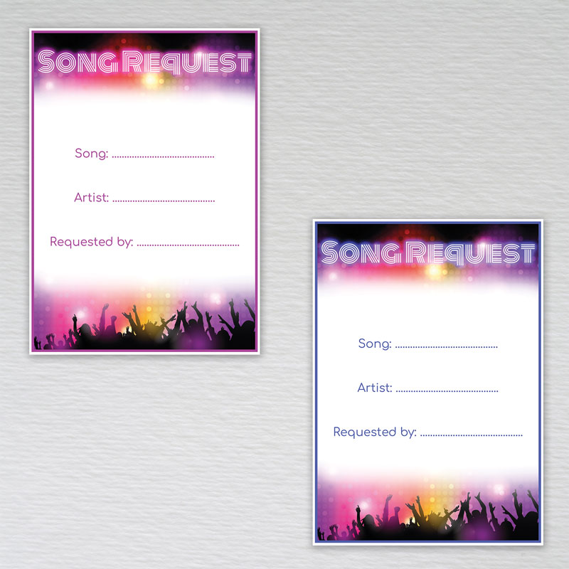 Song Request Cards - Neon Range A6 - Premium Prints by Webspectations