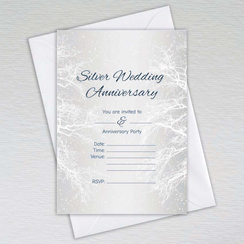 Silver Anniversary Invitations: Snowy Tree - Premium Prints by ...