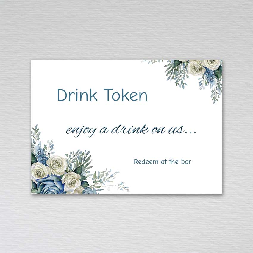 Drinks Token: Dusty Blue Rose - Premium Prints by Webspectations