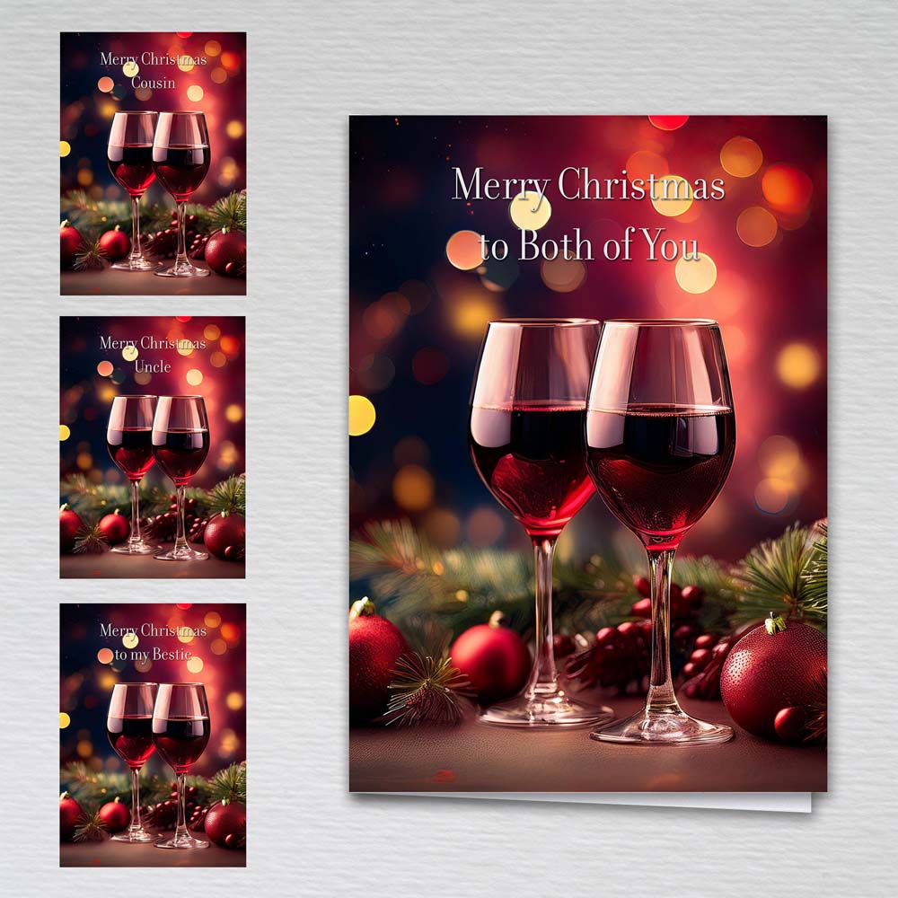 Christmas Card for Friends & Relatives: Festive Wine Design A5 ...