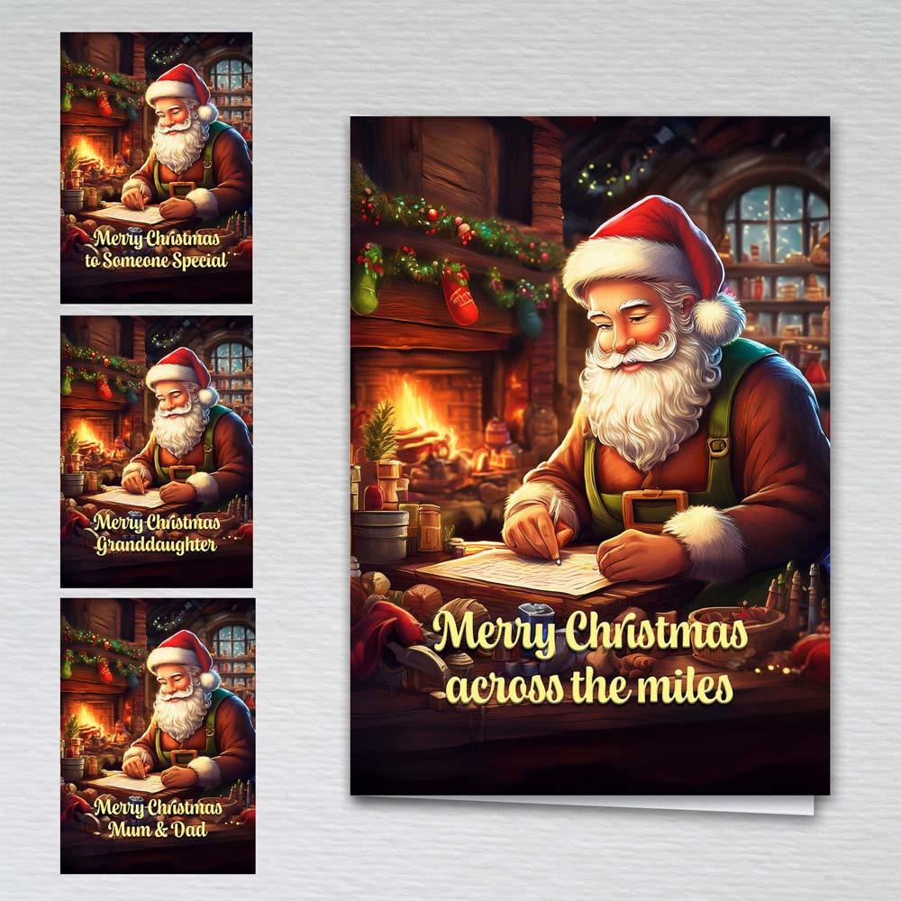 Christmas Card for Friends & Relatives: Traditional Santa Design A5 ...